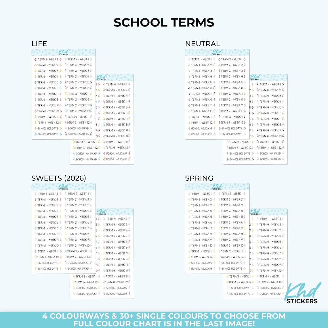 School Term Stickers, Planner Stickers, Removable - Etsy