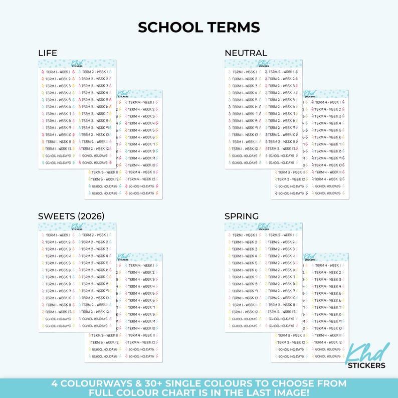 School Term Stickers, Planner Stickers, Removable - Etsy