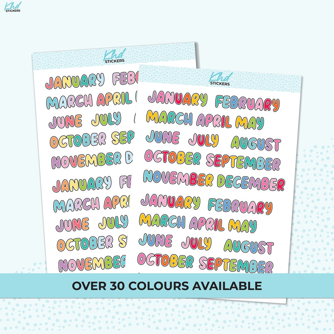Months of the Year Stickers Planner Stickers Removable - Etsy