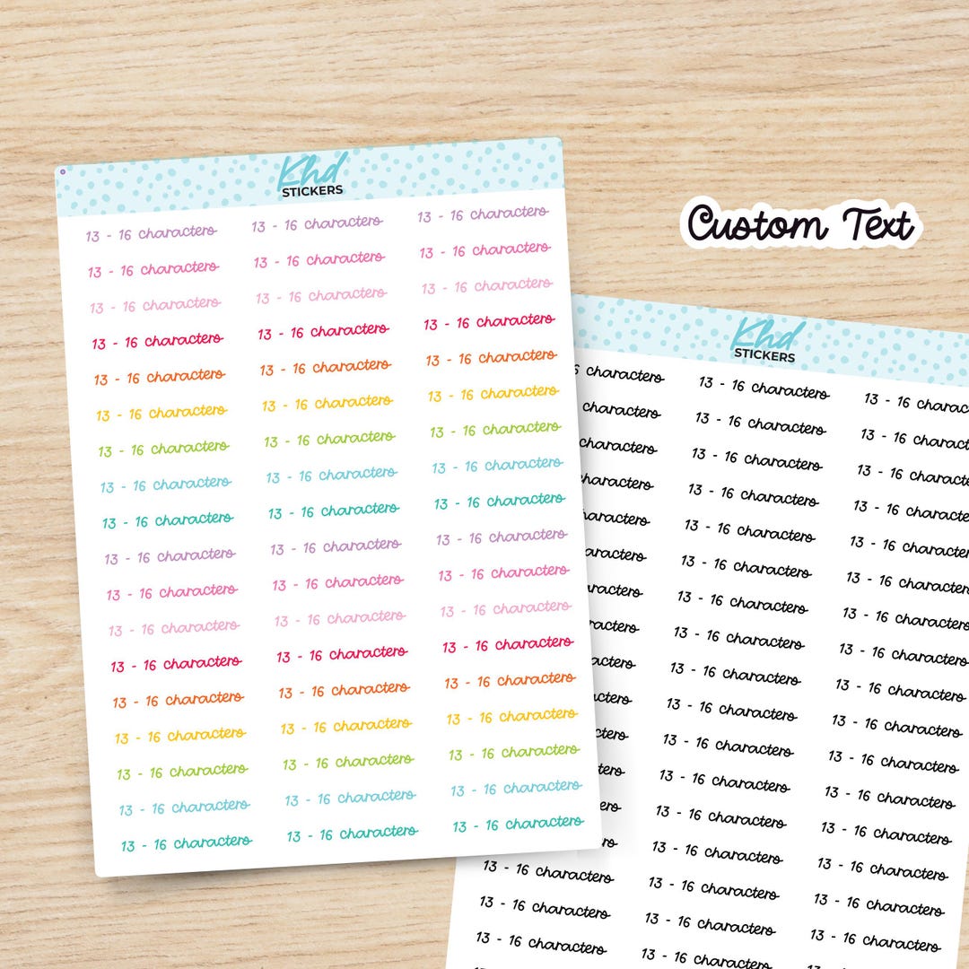 Design Your Own Word Stickers, Font C, Custom Script Planner Stickers ...