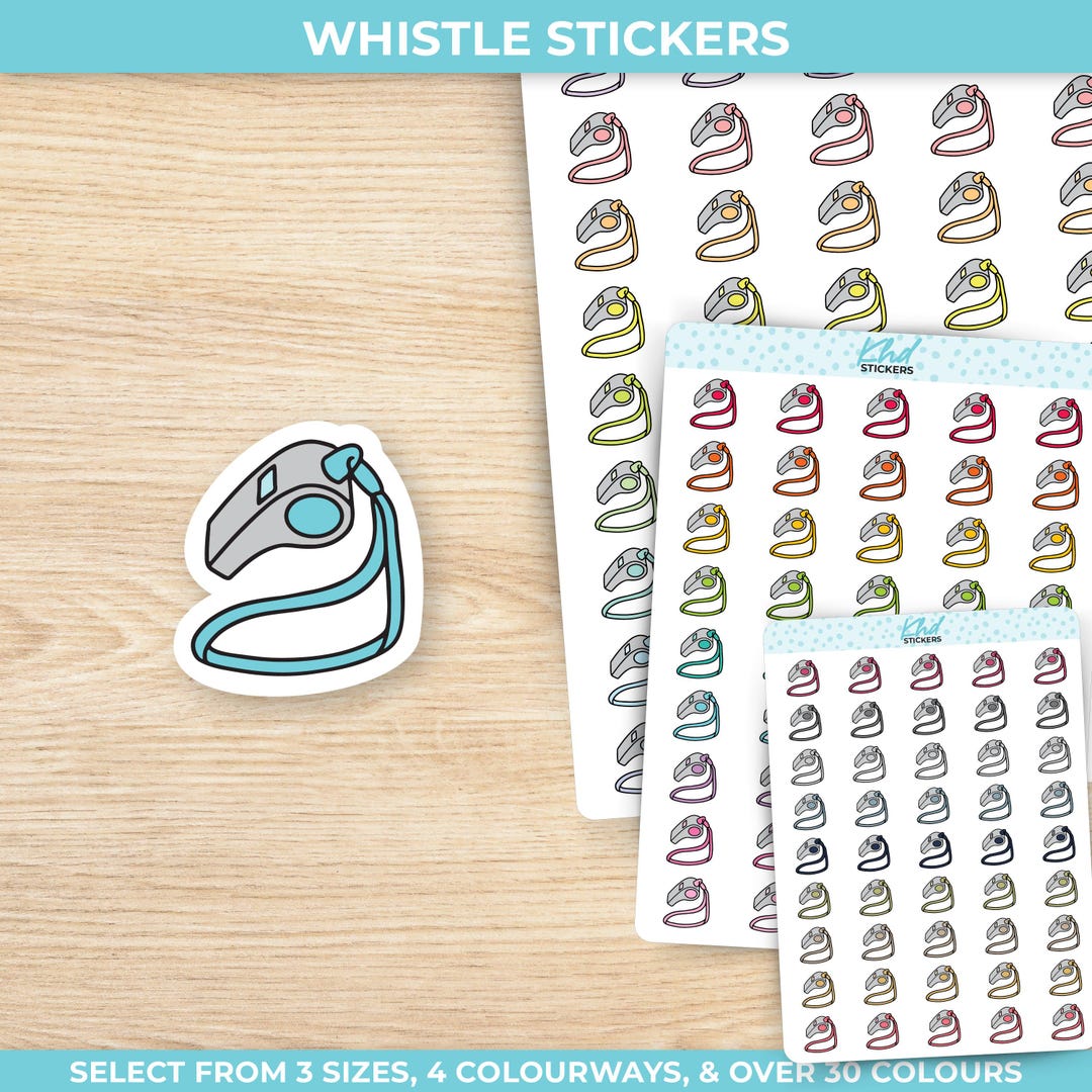 Whistle Umpire or Referee Planner Stickers, Three Sizes Including Tiny ...