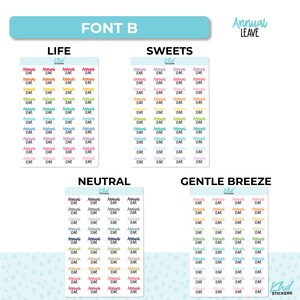 Annual Leave Script Stickers, Planner Stickers, 2 Sizes and Fonts ...