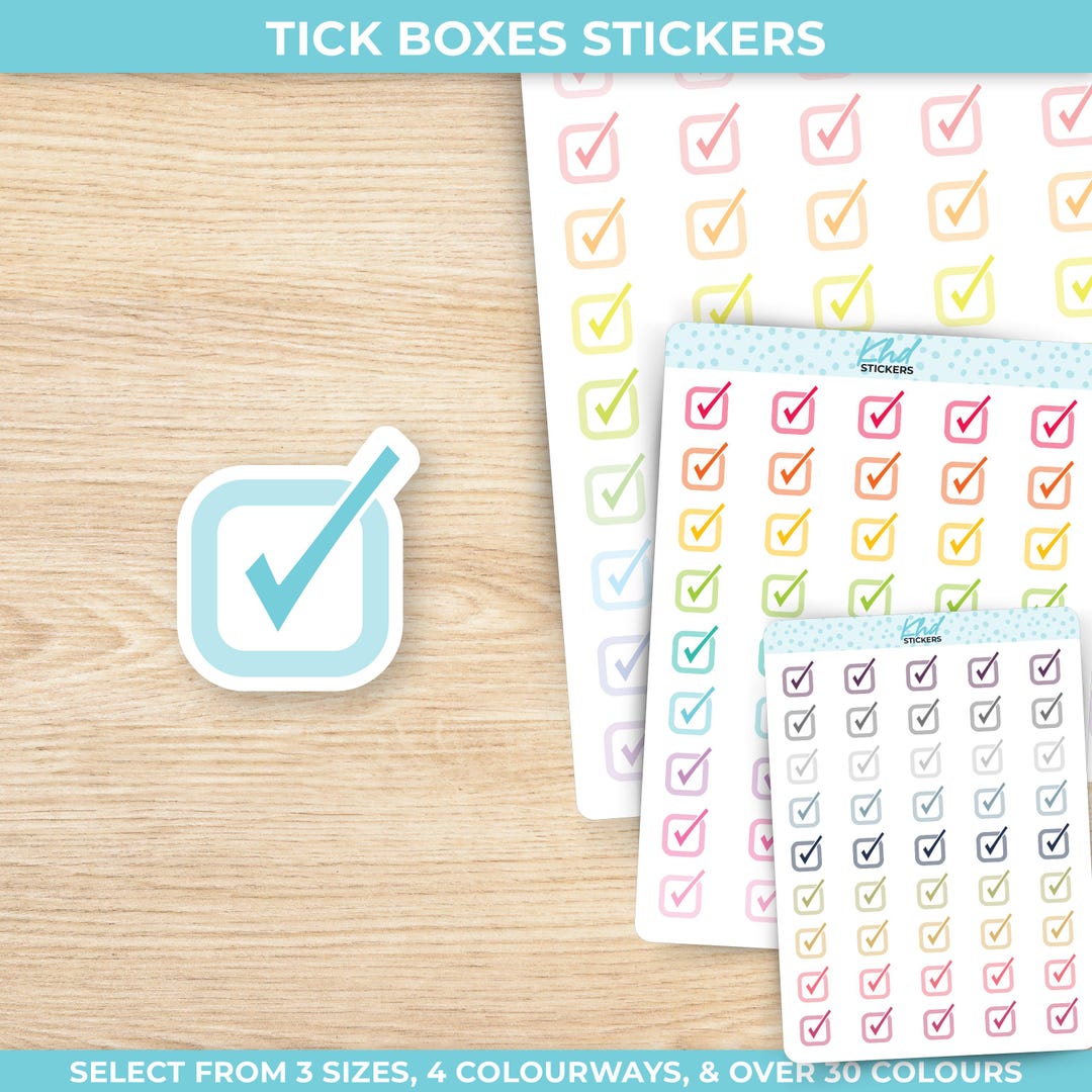 Tick Boxes Planner Stickers, Three Sizes Including Tiny, Removable ...