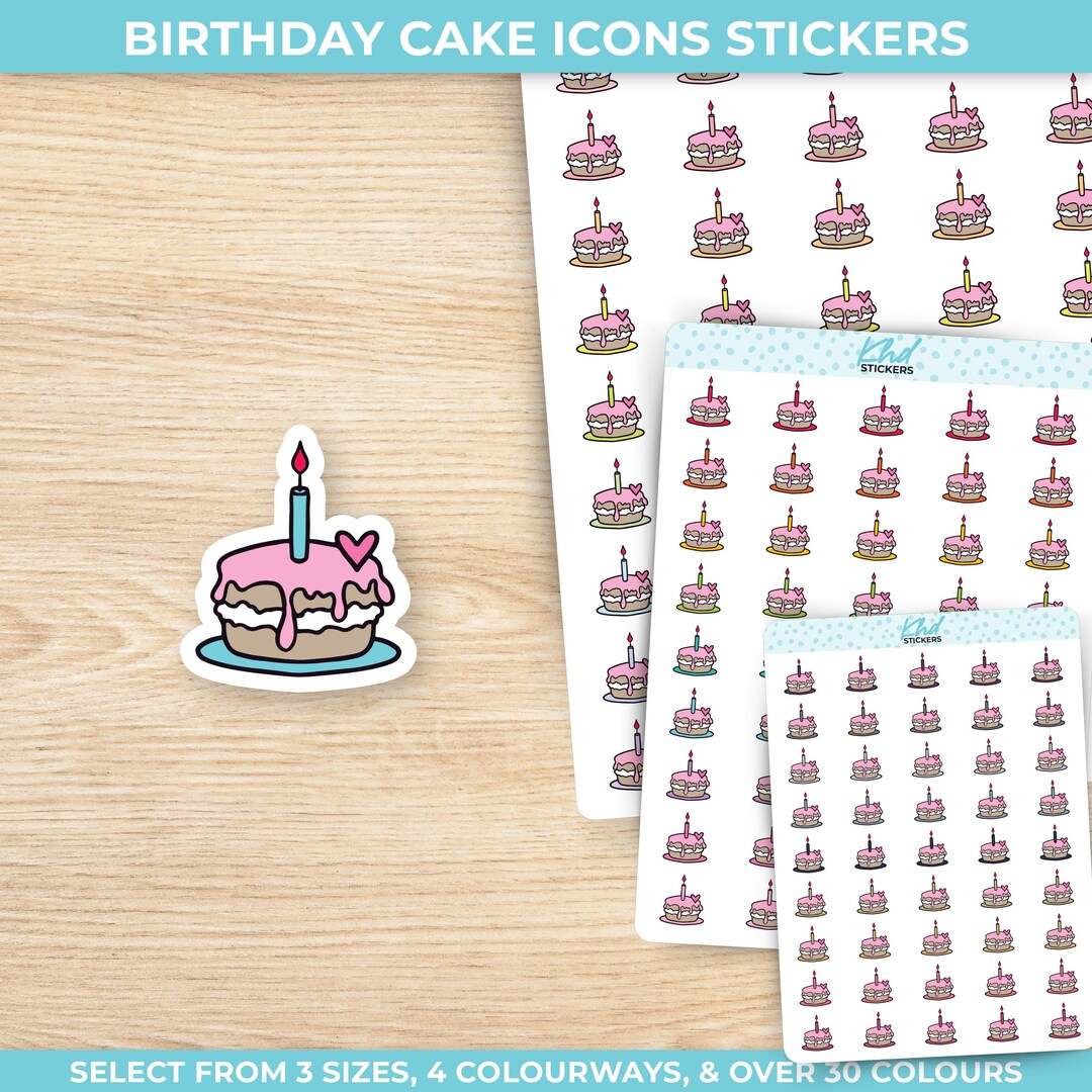 Cute Birthday Cake Stickers, Planner Stickers, Removable - Etsy