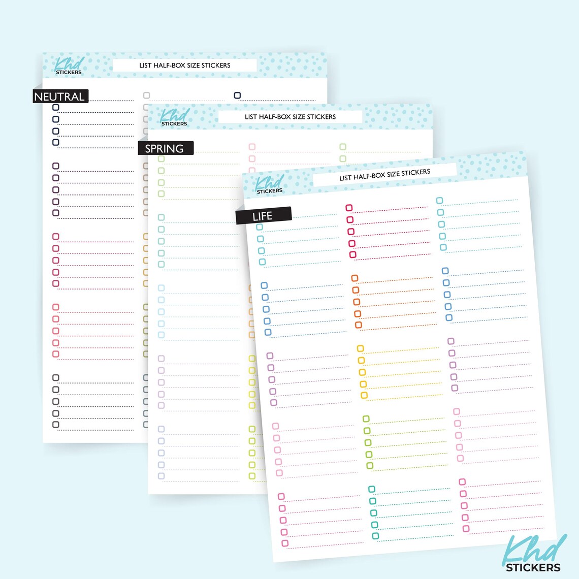 Checkbox List Half-box Size Stickers, Planner Stickers - Etsy