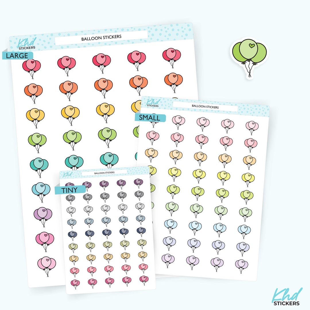 Balloon Planner Stickers, Three Sizes Including Tiny, Removable - Etsy ...