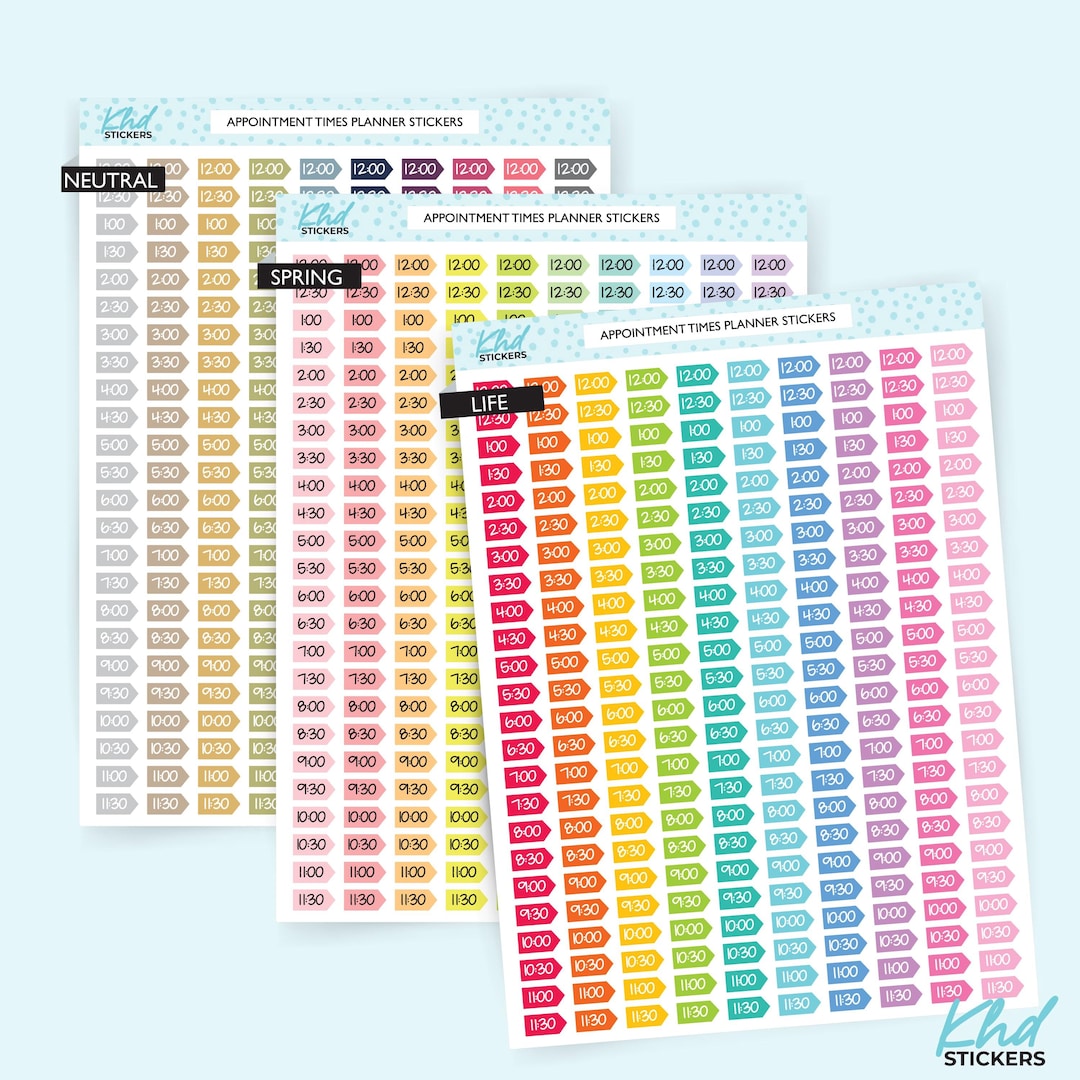 Appointment Time Stickers, Planner Stickers, With Time Options ...