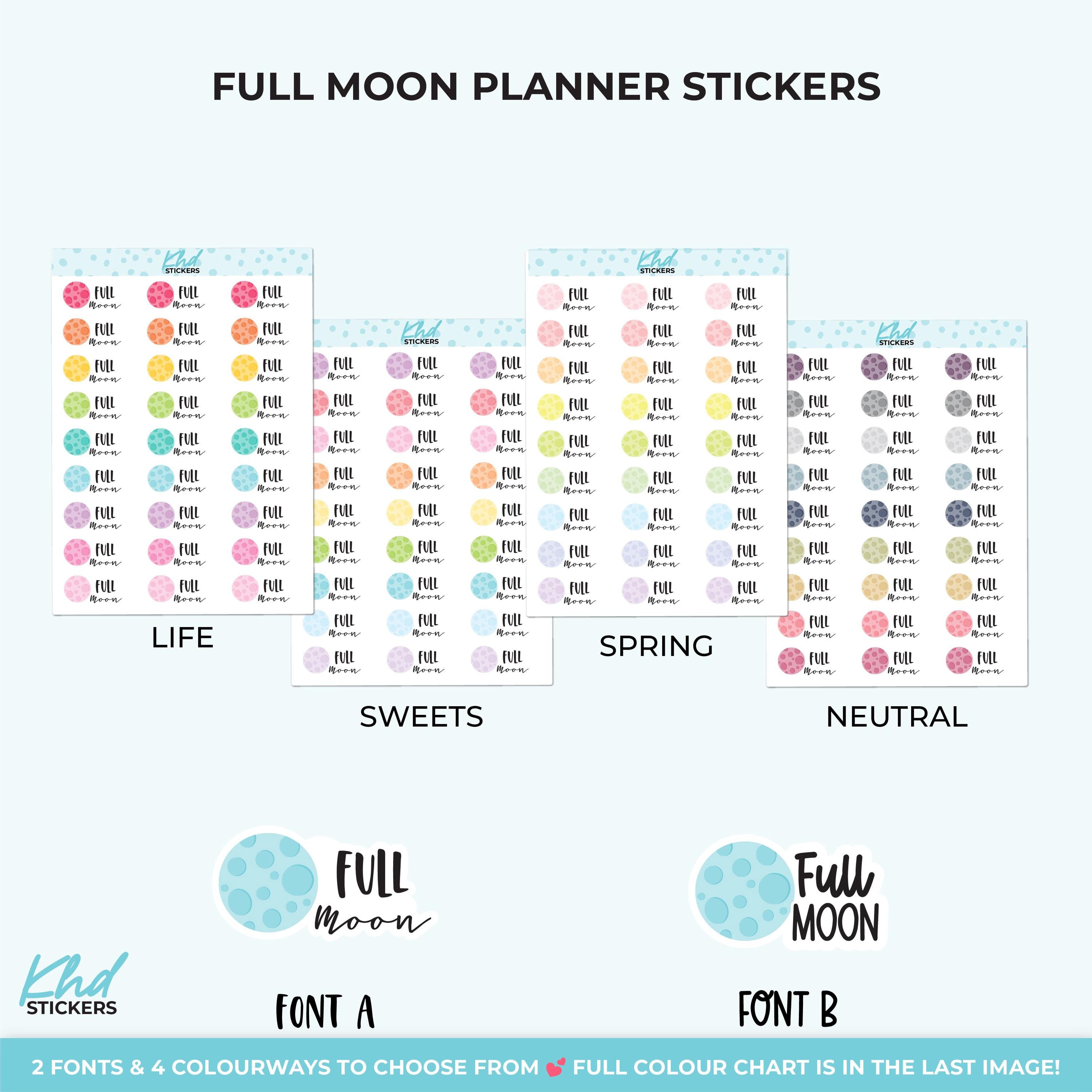 Full Moon Planner Stickers, Three Sizes Including Tiny, Removable - Etsy