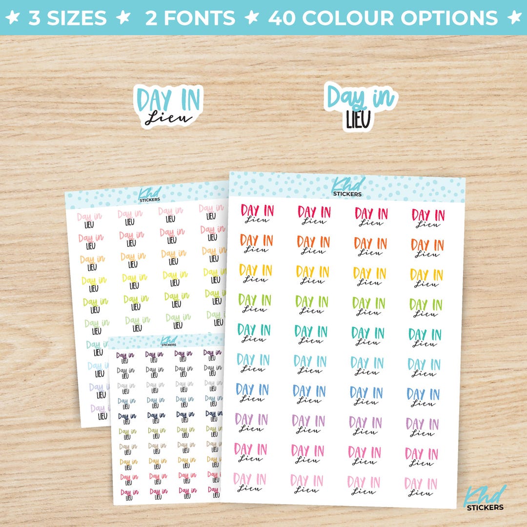 Day in Lieu Planner Stickers, Three Sizes Including Tiny, Removable - Etsy