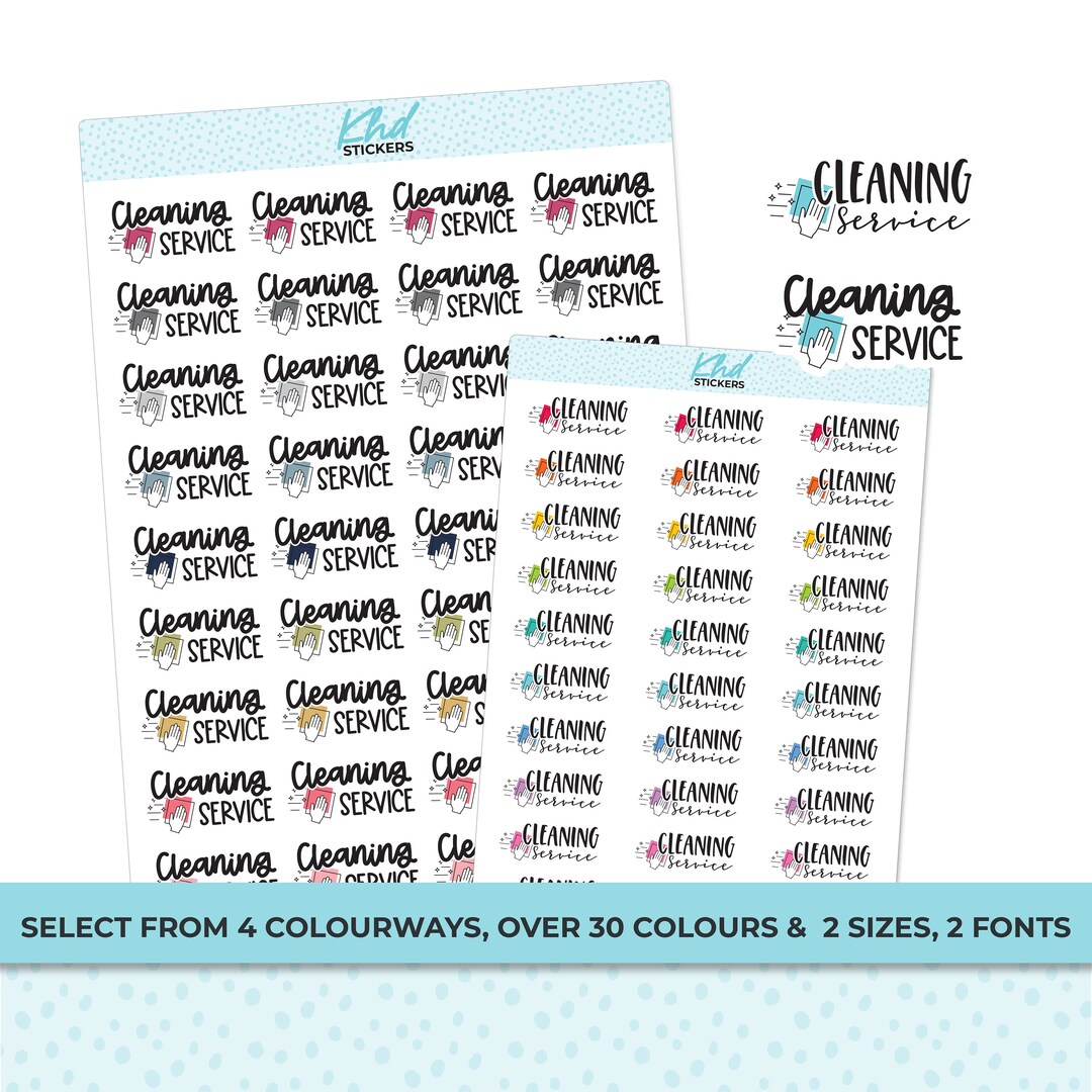 Cleaning Service Stickers, Header Planner Stickers, Two Size and Font ...
