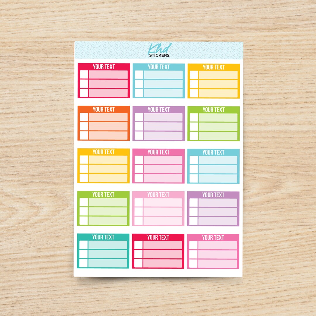 Design Your Own, Checklist Stickers, Planner Stickers, Removable - Etsy