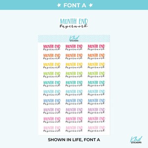 Month End Paperwork Planner Stickers, Three Sizes Including Tiny ...