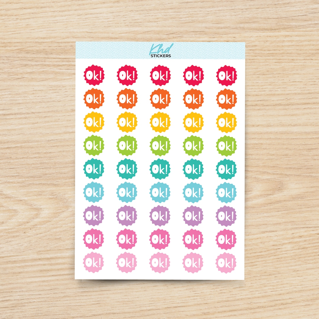 OK Stickers, Planner Stickers, Two Sizes, Removable - Etsy