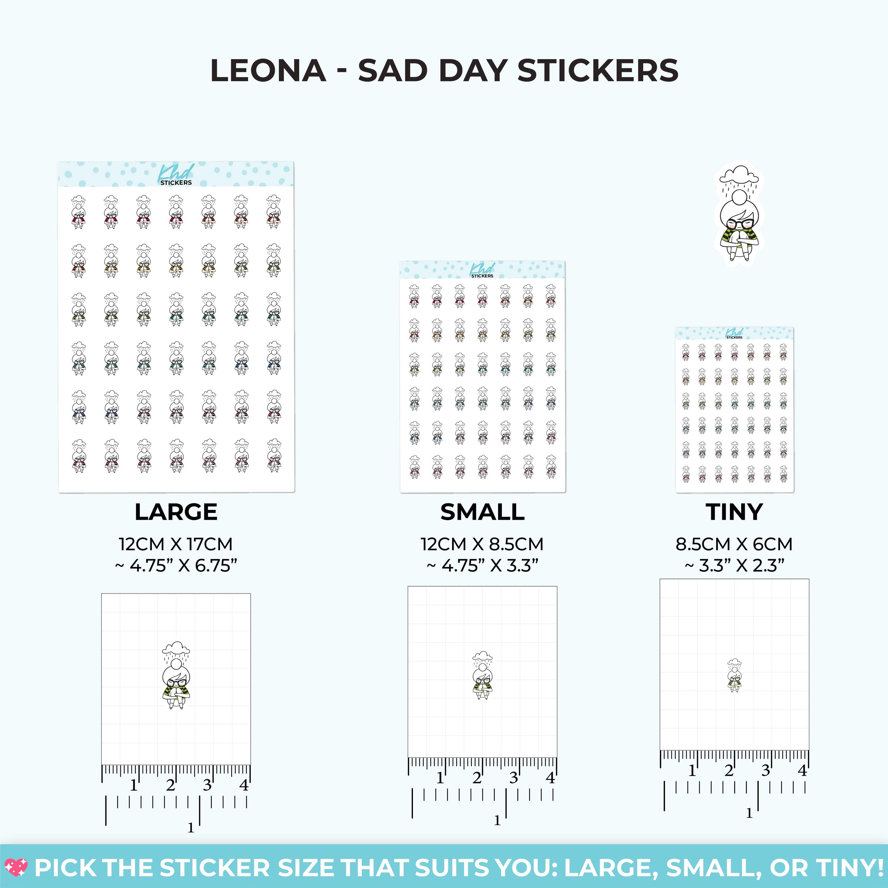 Planner Girl Leona - Sad Day Planner Stickers, Three Sizes Including ...