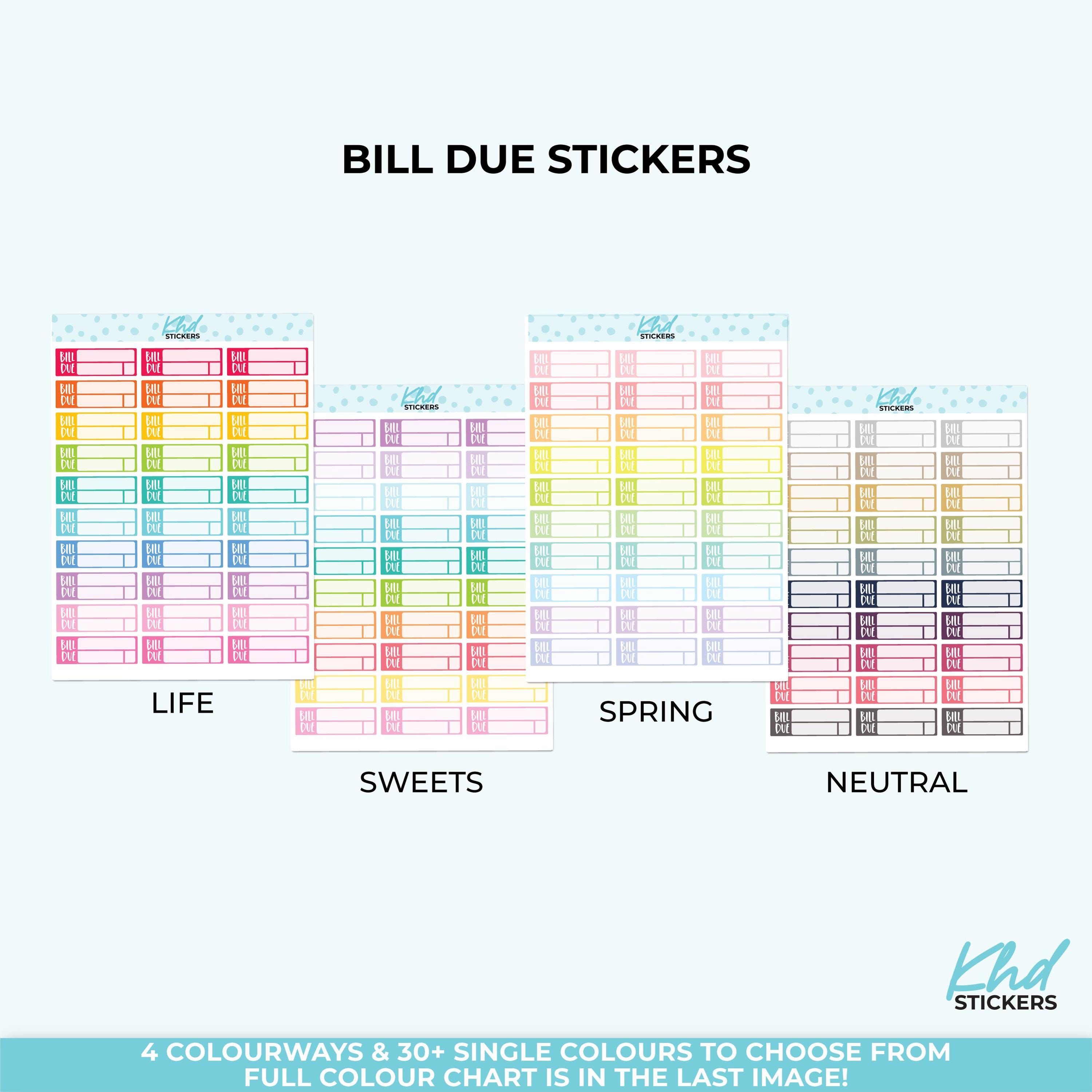 Bill Due Stickers, Planner Stickers - Etsy