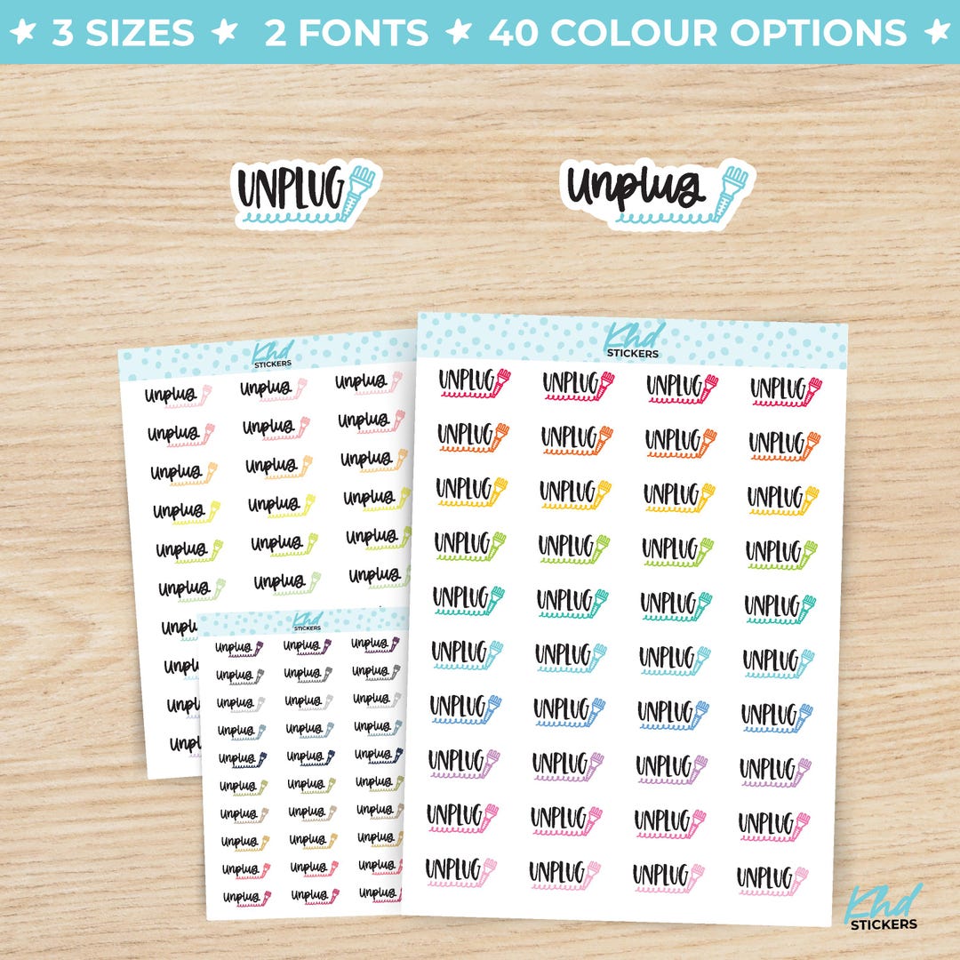Unplug Planner Stickers, Three Sizes Including Tiny, Removable - Etsy