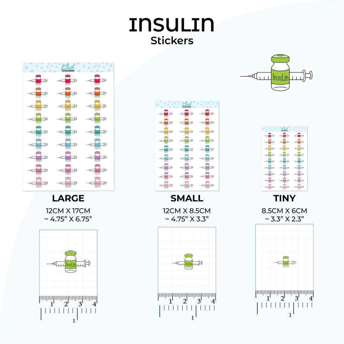 Insulin Planner Stickers, Three Sizes Including Tiny, Removable - Etsy