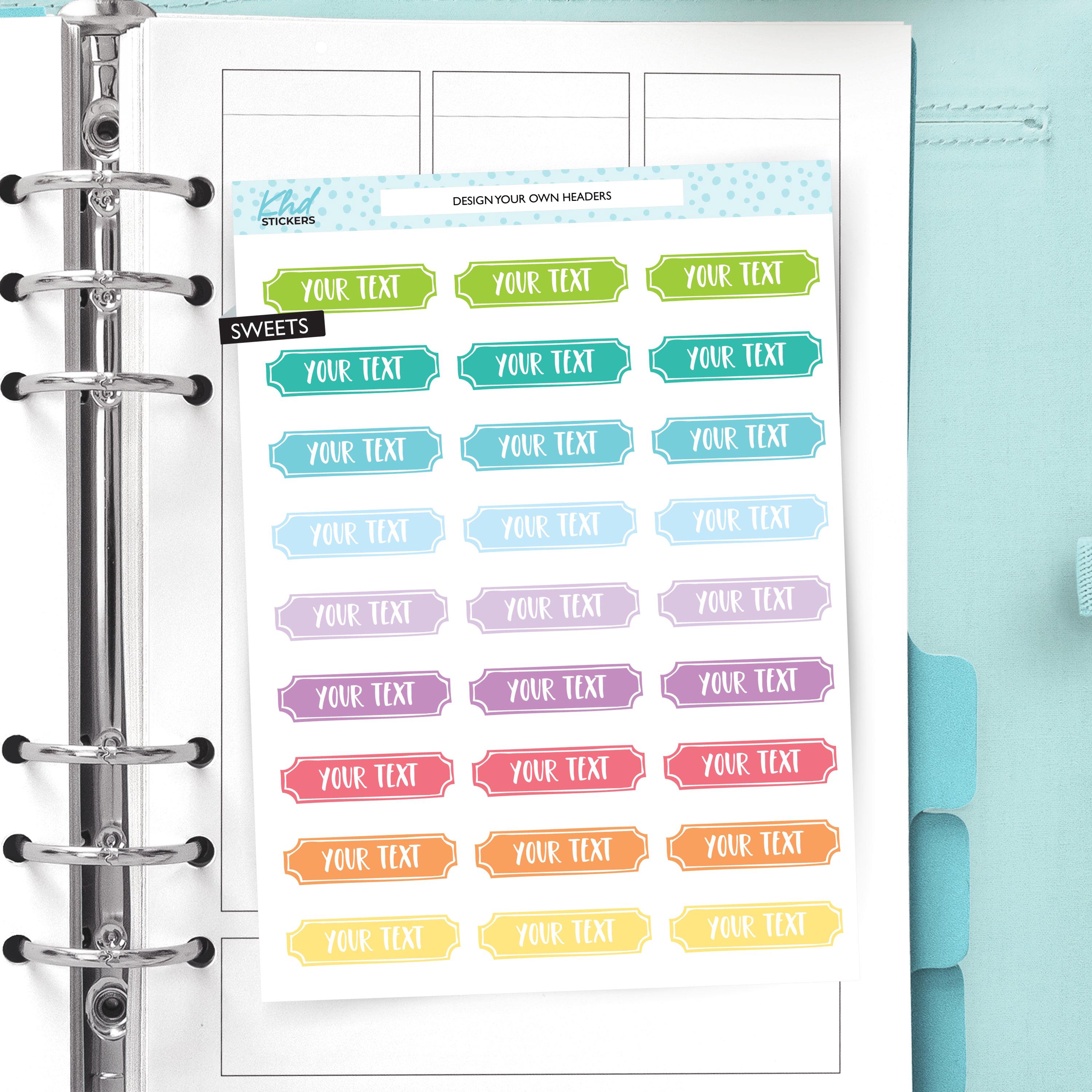 Design Your Own, Fun Header Stickers, Planner Stickers, Removable - Etsy
