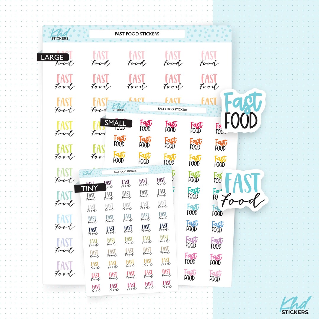 Fast Food Planner Stickers, Three Sizes Including Tiny, Removable - Etsy