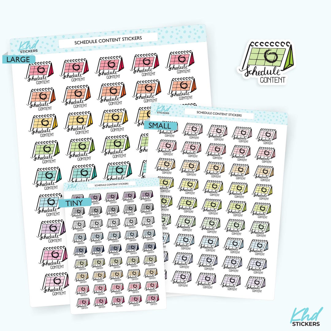 Schedule Content Planner Stickers, Three Sizes, Removable - Etsy