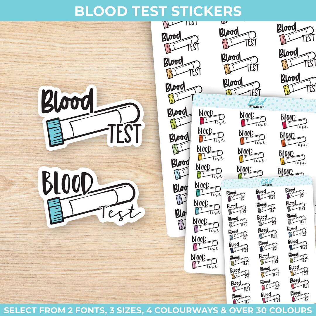 Blood Test Planner Stickers, Three Sizes Including Tiny, Removable - Etsy