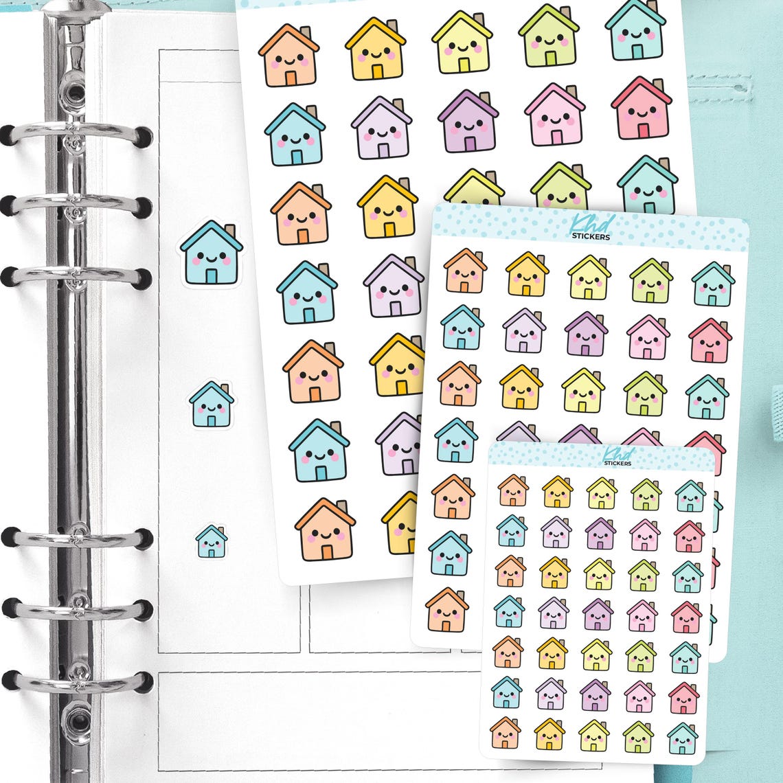 Kawaii Smiley Face House Stickers Planner Stickers, Removable Stickers ...