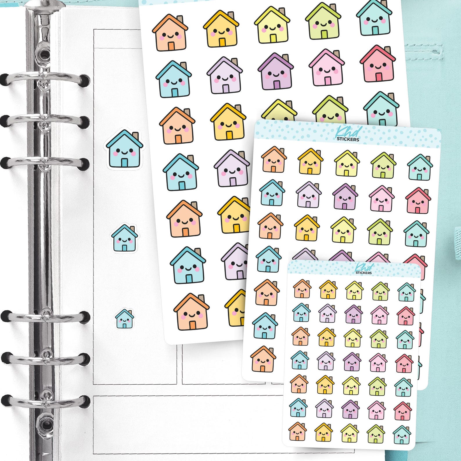 Kawaii Smiley Face House Stickers Planner Stickers, Removable Stickers ...