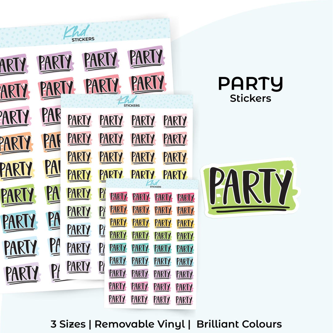 Party Planner Stickers, Three Sizes Including Tiny, Removable - Etsy