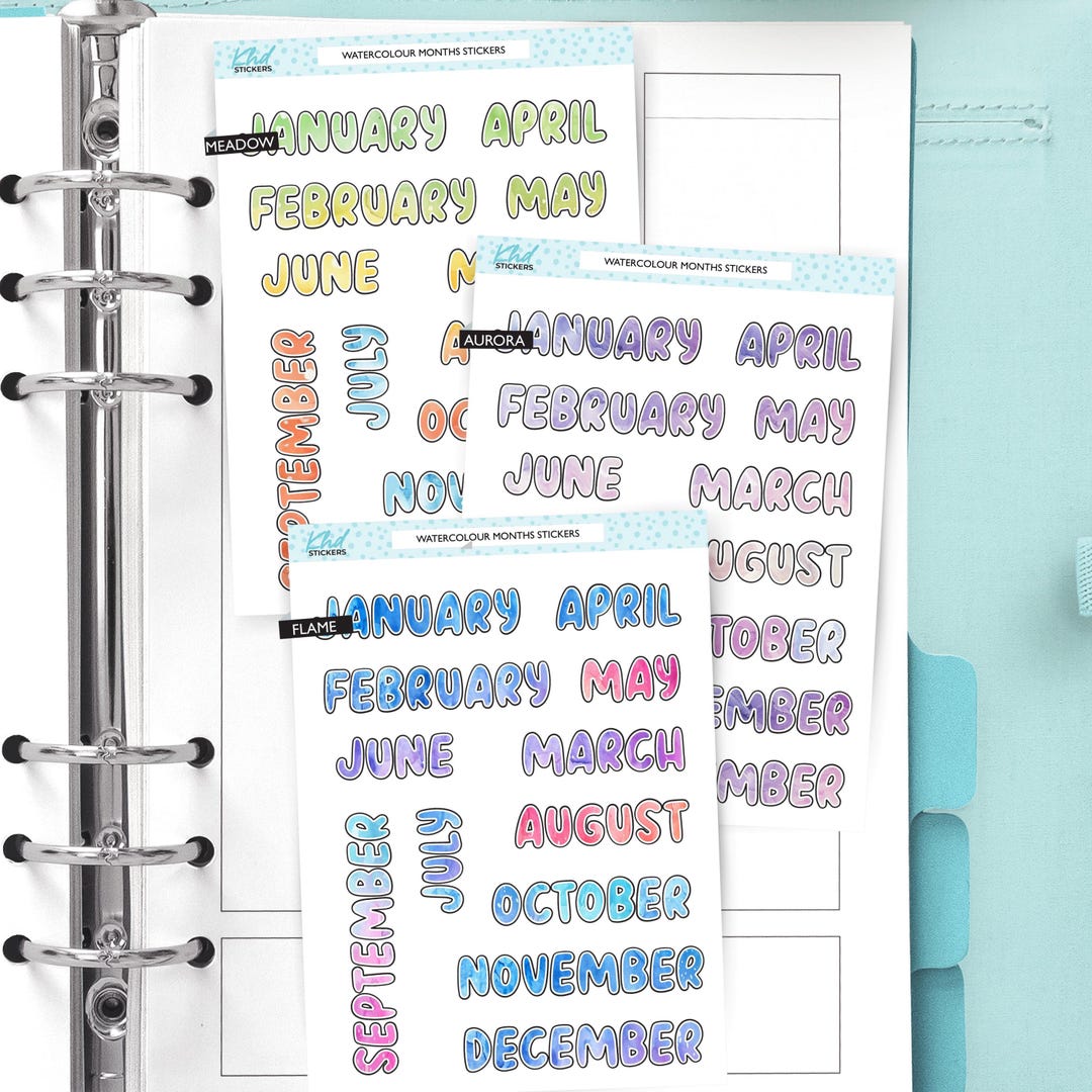 Watercolour Months of the Year Planner Stickers , Planner Stickers - Etsy