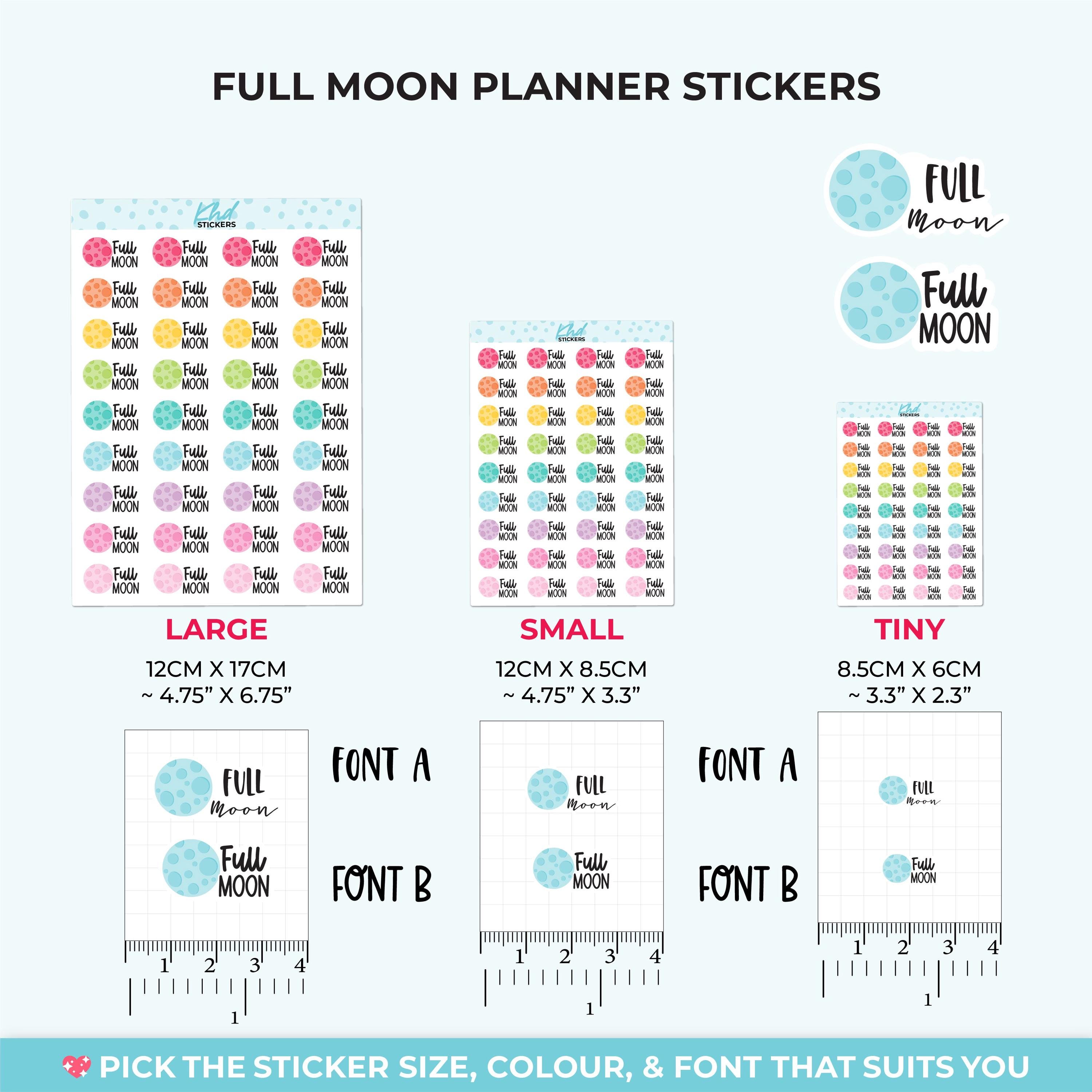 Full Moon Planner Stickers, Three Sizes Including Tiny, Removable - Etsy