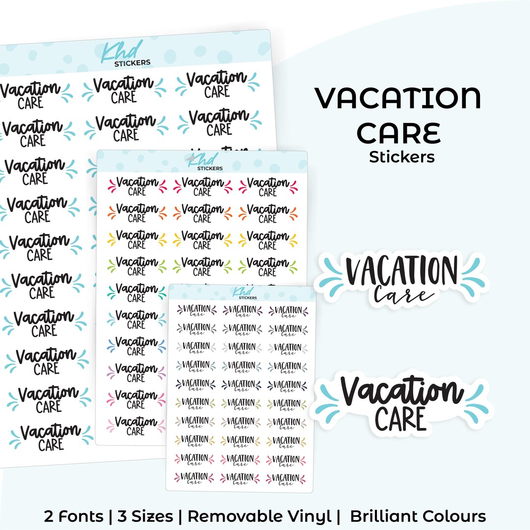 Vacation Care Planner Stickers, Three Sizes Including Tiny, Removable ...