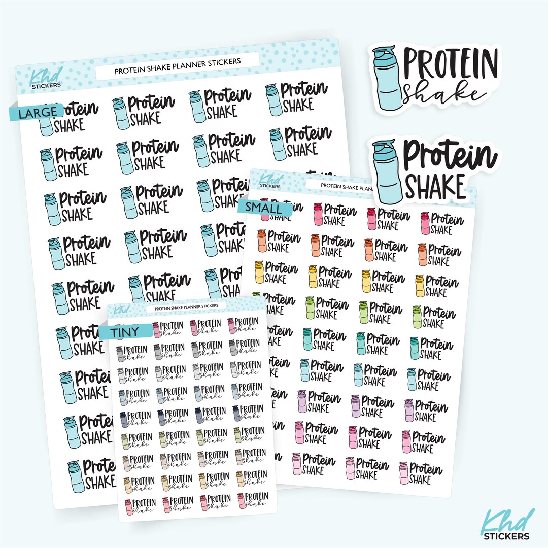 Protein Shake Planner Stickers, Three Sizes Including Tiny, Removable ...