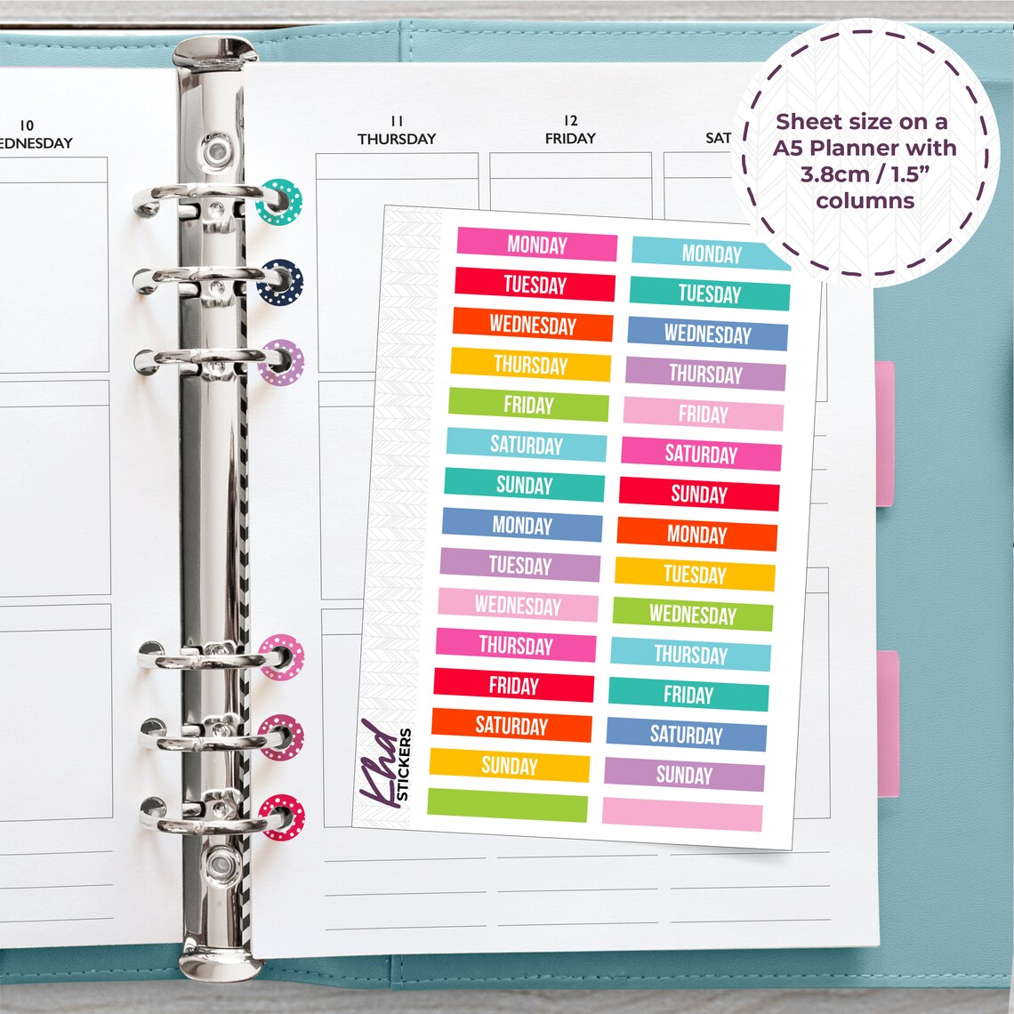 Days of the Week Stickers Header Planner Stickers Removable - Etsy