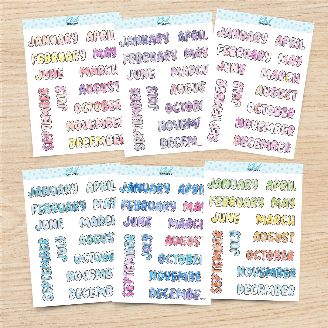Watercolour Months of the Year Planner Stickers, Watercolour Collection ...