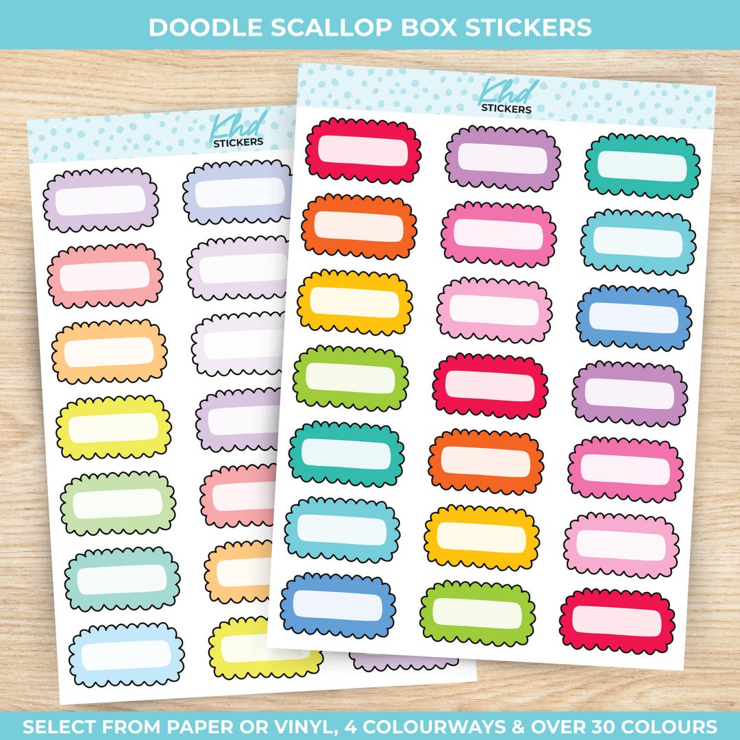 Doodle Scallop Boxes Functional Planner Stickers - Etsy