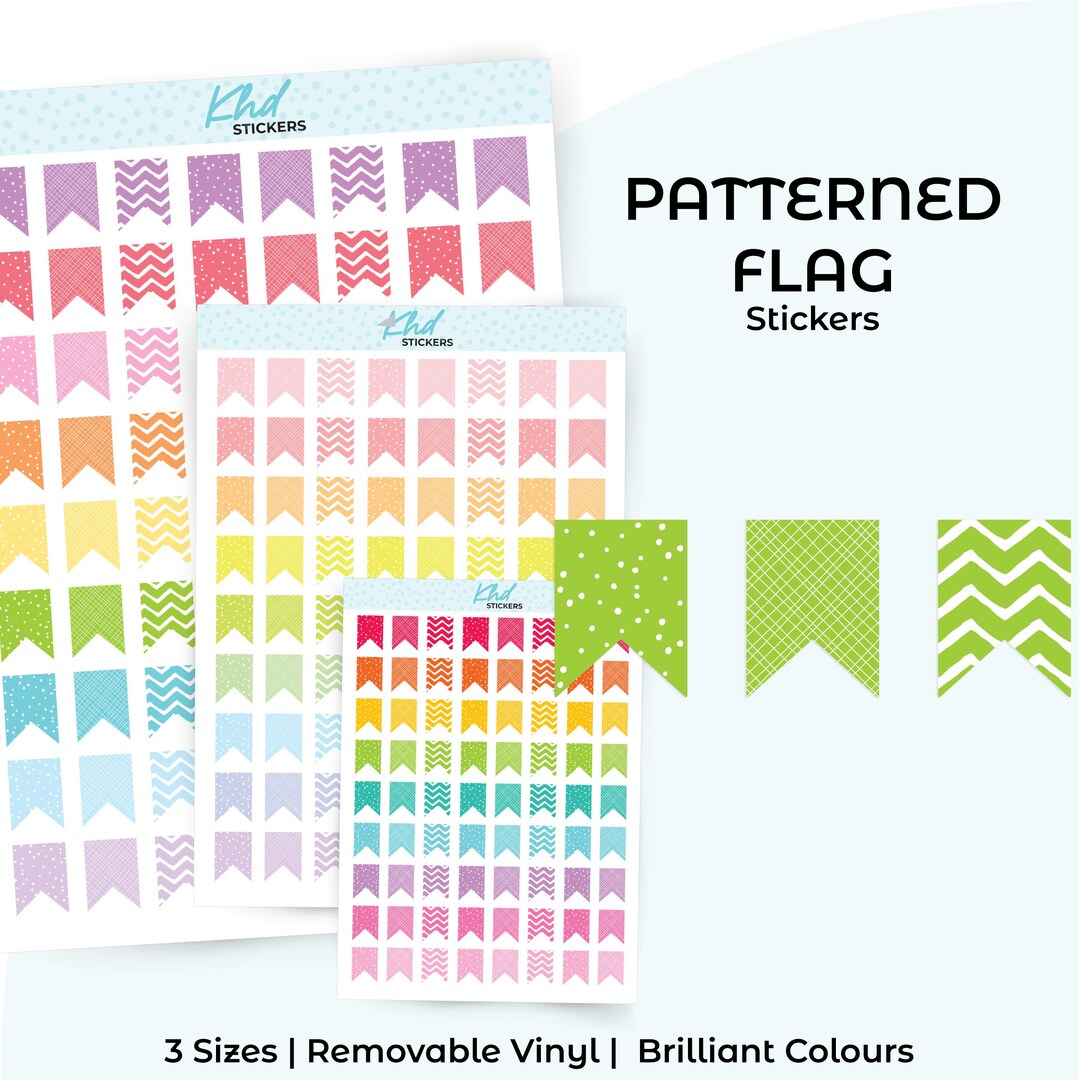 Patterned Flags Planner Stickers, 3 Sizes, Removable - Etsy