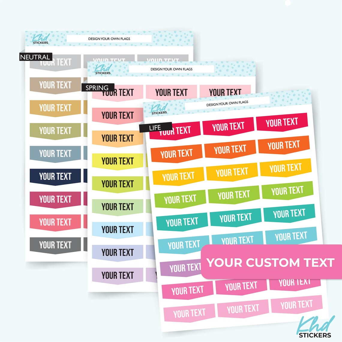 Design Your Own, Header Flag Stickers, Planner Stickers, Removable - Etsy