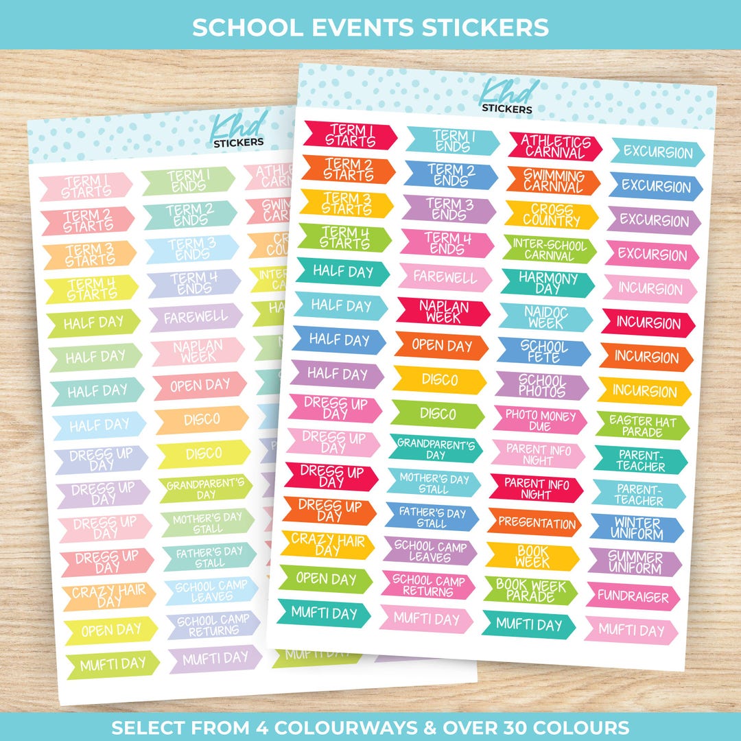School Event Stickers, Planner Stickers, Removable - Etsy
