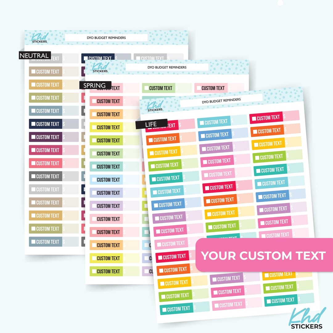 Design Your Own Budget Labels, Stickers, Planner Stickers, Removable - Etsy