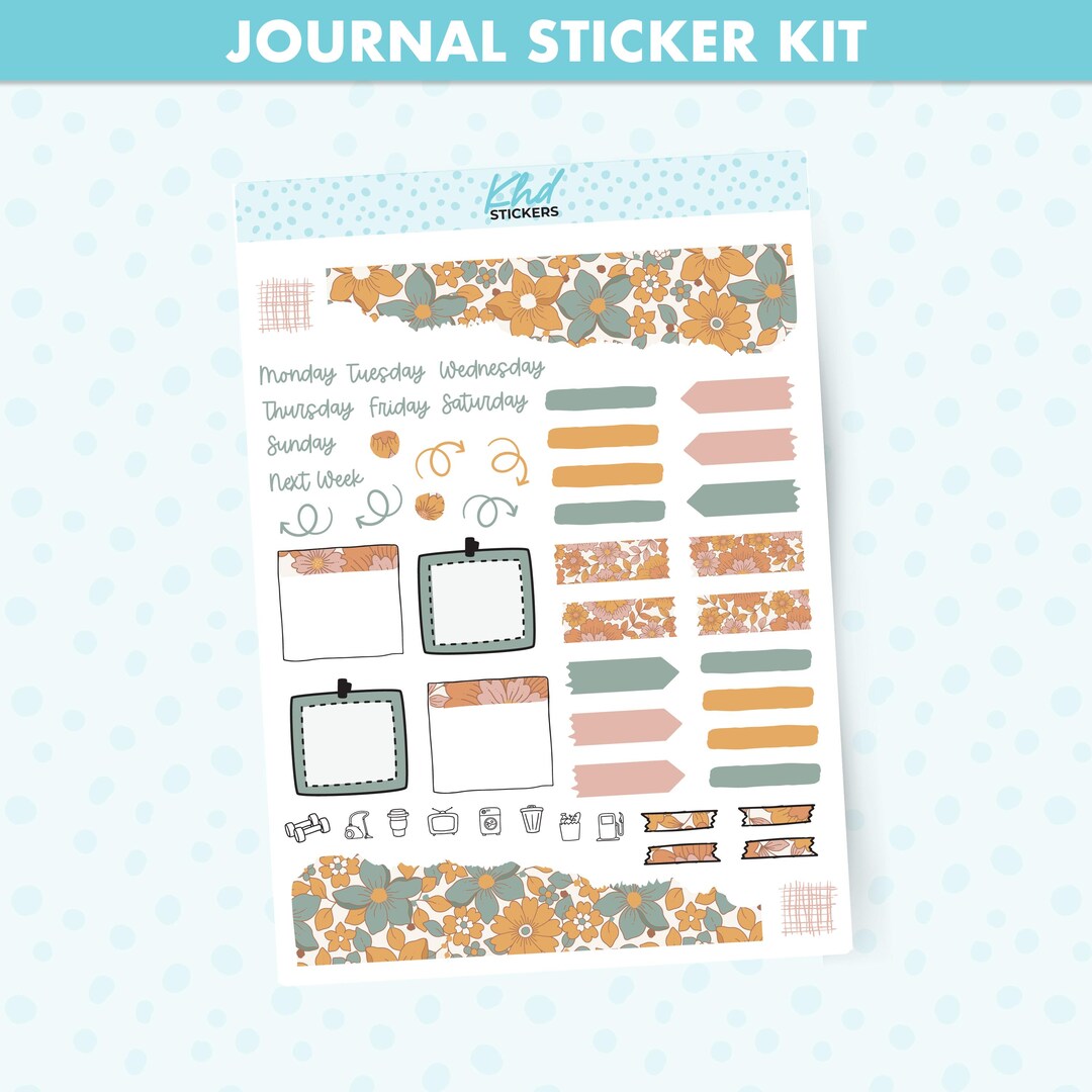 Vintage Floral Journal Weekly Sticker Kit, to Fit Most Planners, Dot ...