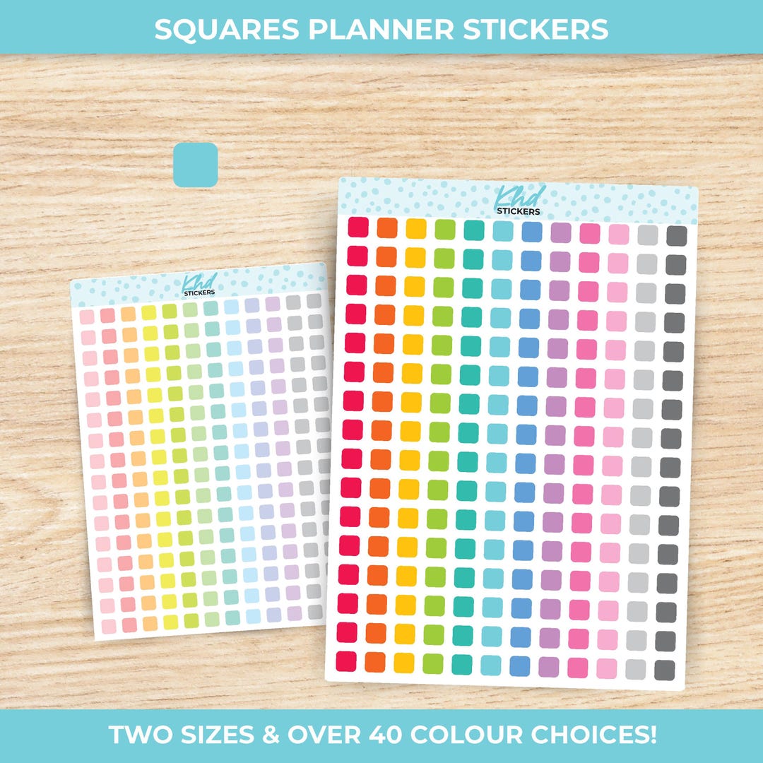 Solid Colour Squares Planner Stickers, Two Sizes, Removable - Etsy
