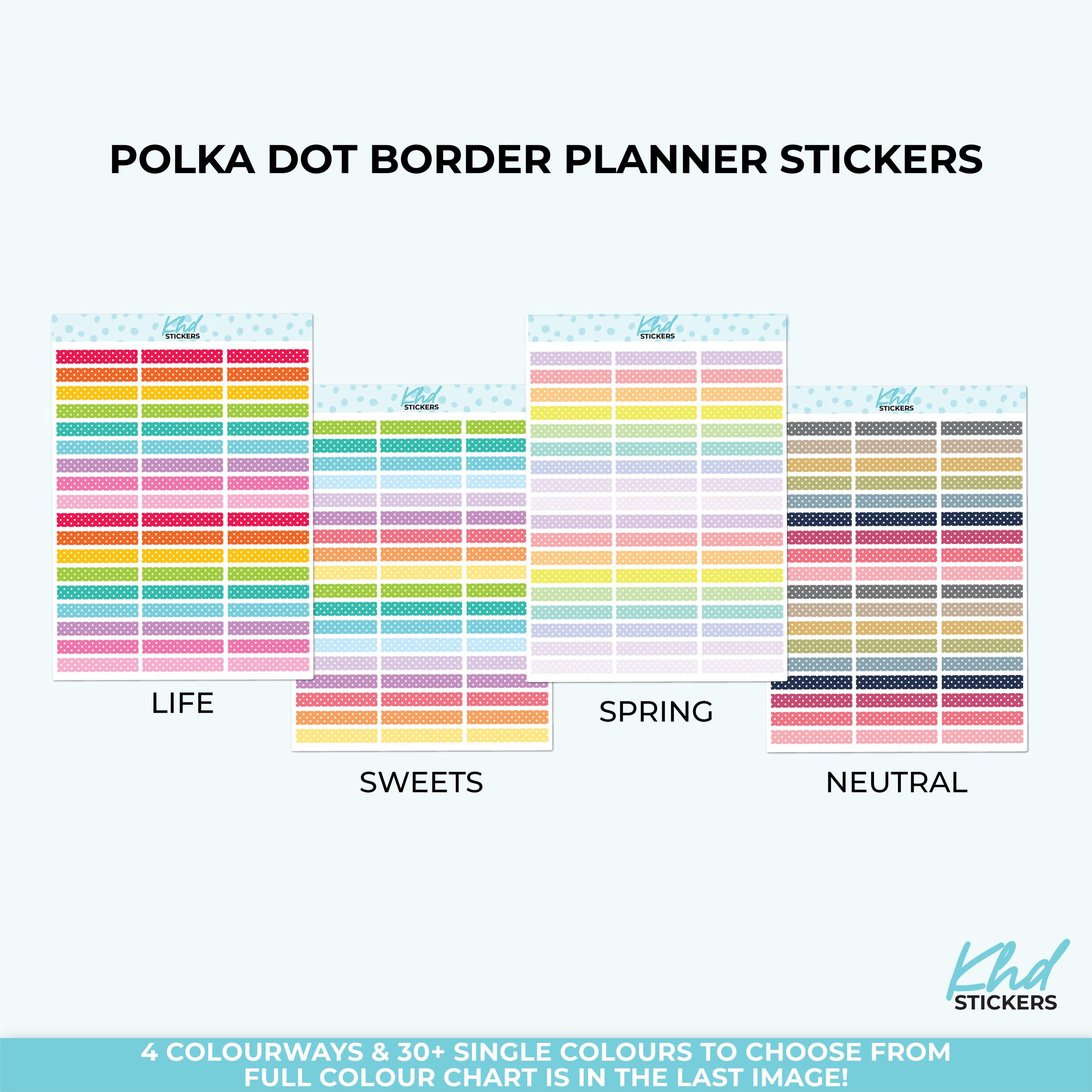 Divider Stickers - Polka Dot Borders and Dividers for 1.5" 38mm Planner ...