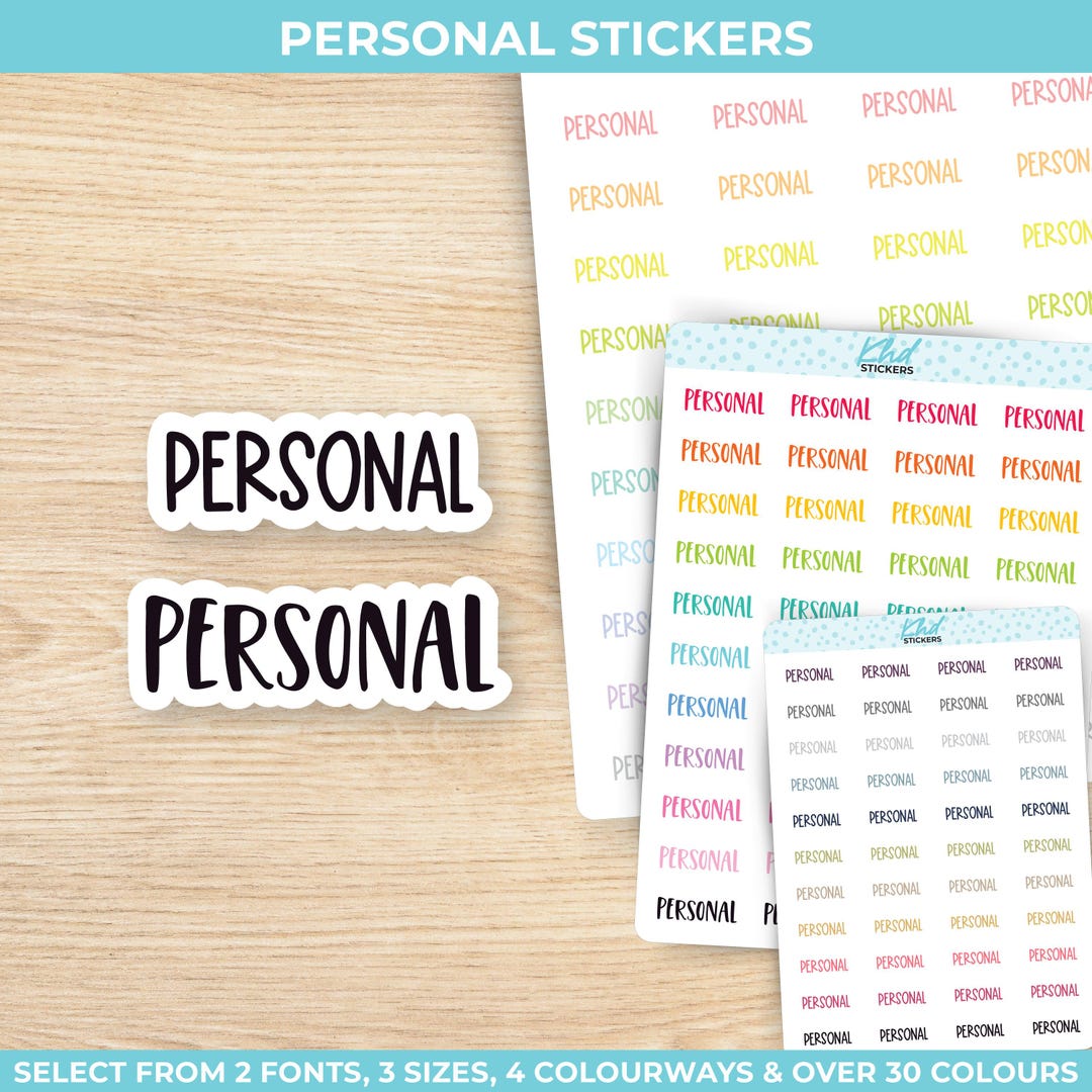 Personal Planner Stickers, Select From 2 Fonts & 3 Sizes, Script ...
