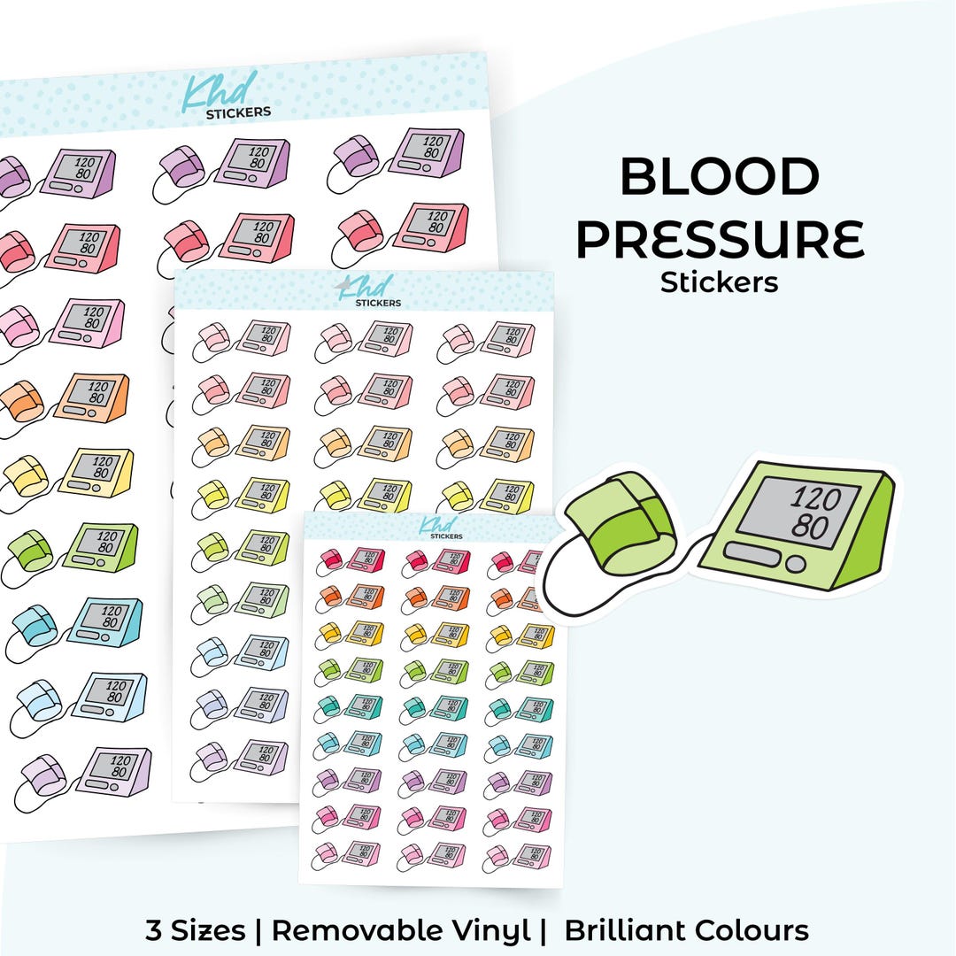 Blood Pressure Icons Planner Stickers, 3 Sizes, Removable - Etsy