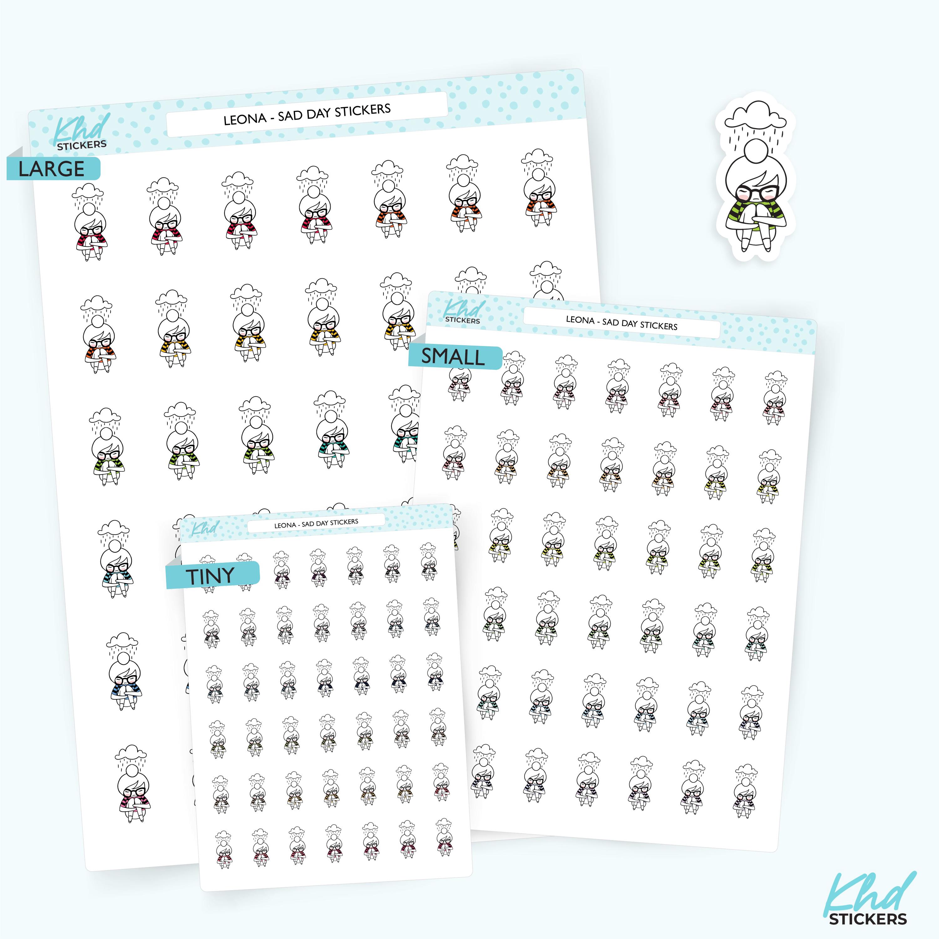Planner Girl Leona - Sad Day Planner Stickers, Three Sizes Including ...