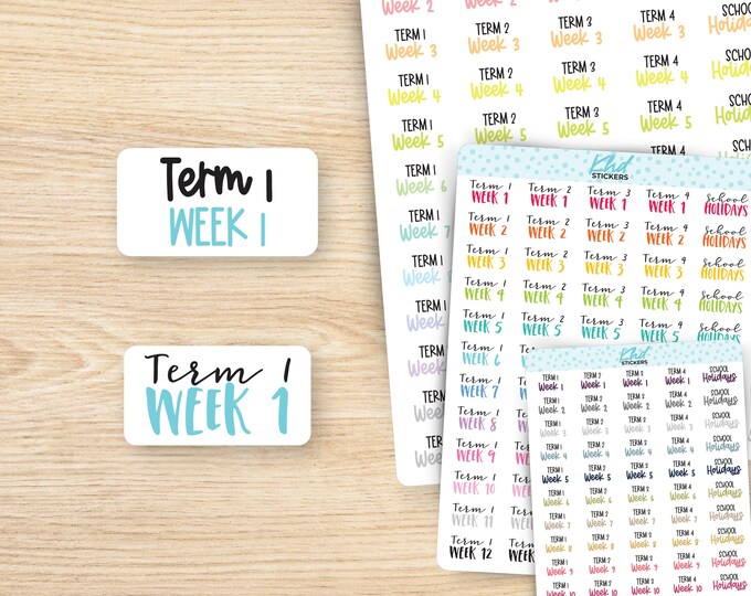 Australian School Term Stickers Pastel or Black White Planner Organiser ...