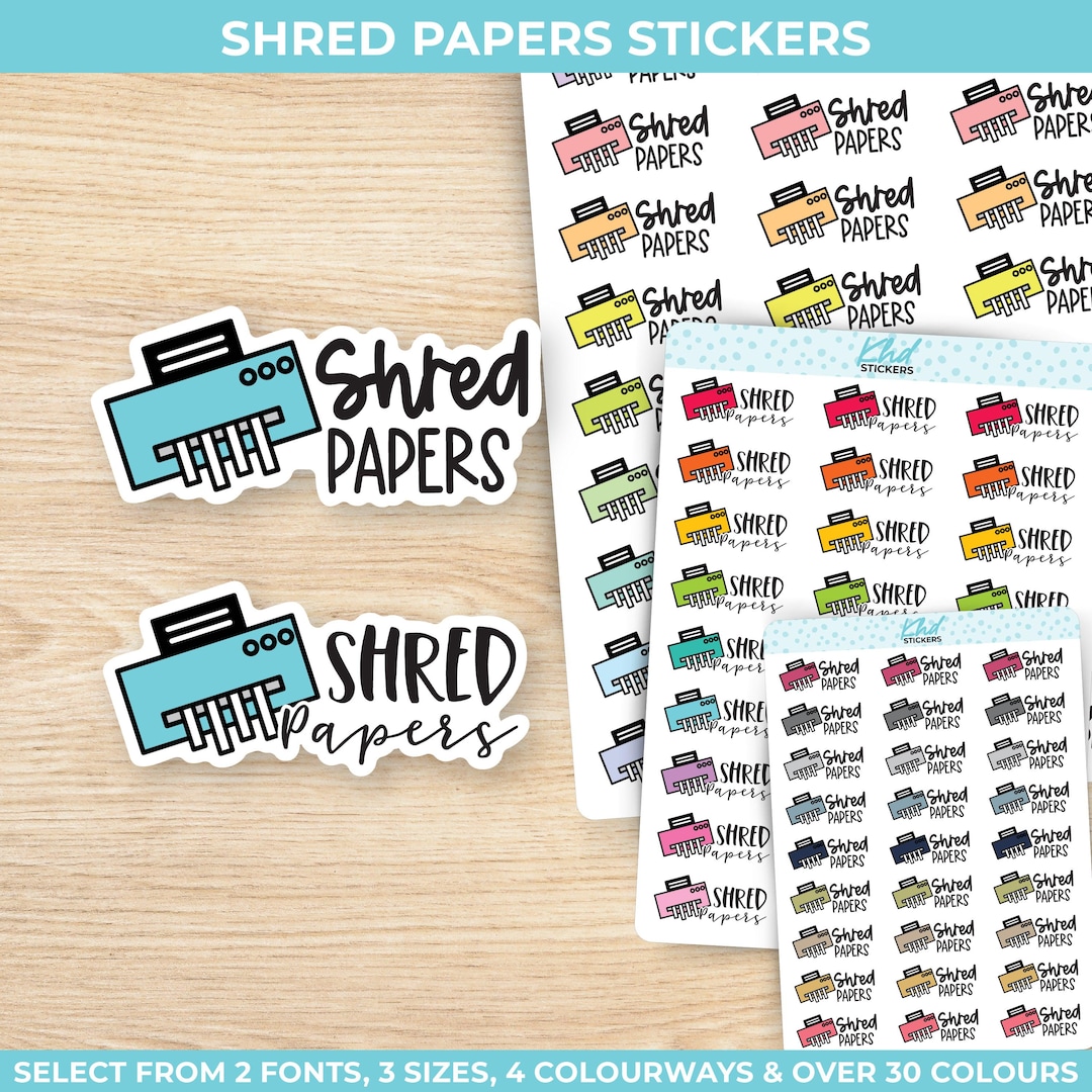 Shred Papers Planner Stickers, Three Sizes Including Tiny, Removable - Etsy