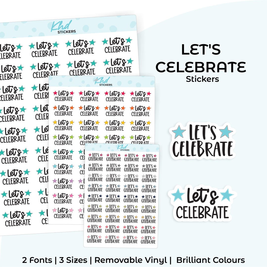 Let's Celebrate Planner Stickers, 3 Sizes, Removable - Etsy