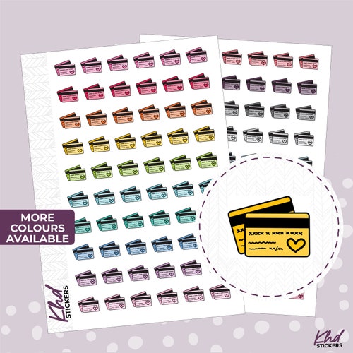 Credit Card Due Printable Planner Stickers Watercolor Credit - Etsy
