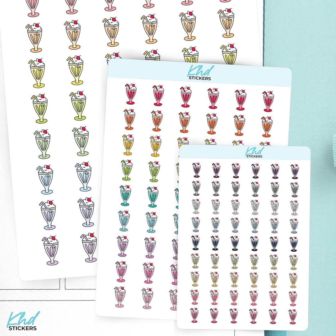 Milk Shake Icons Planner Stickers, 3 Sizes With Tiny, Small, and Large ...